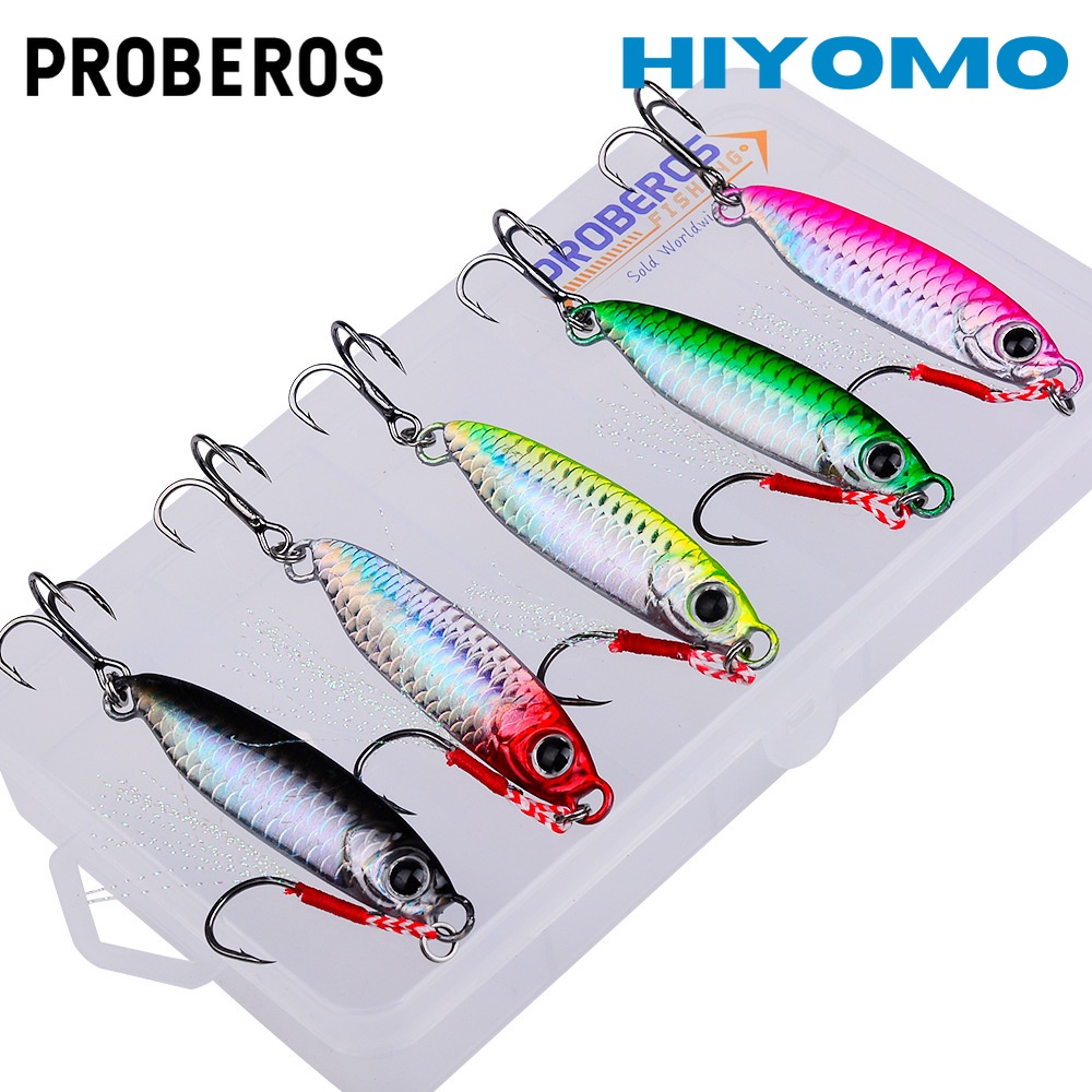 PROBEROS 5pcs Metal Jig Lure Set with Storage Box 7g 10g 15g 20g 25g 30g Micro Jig Fishing Lures ...