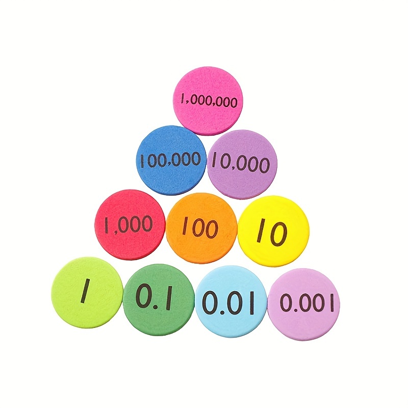 300pcs Soft Foam 10-Value Decimals To Whole Numbers Place Discs Set Counting Chips For Kids Base ...