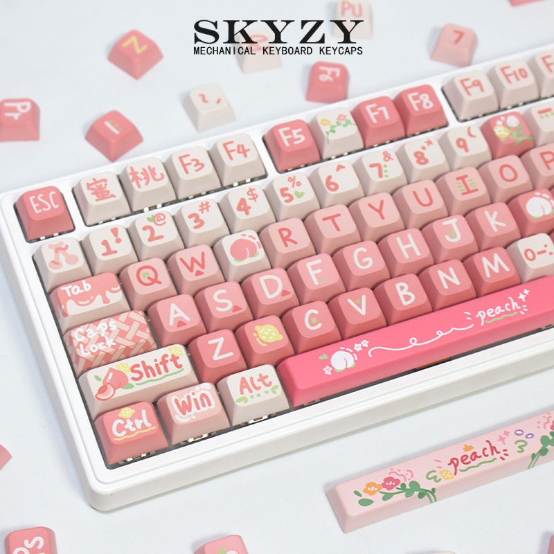 Honey Peach Keycaps XDA/Cherry Profile Cute Pink PBT Dye Sub Mechanical ...