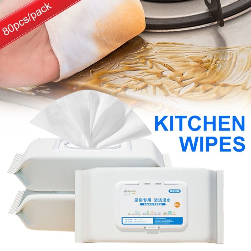 80PCS KITCHEN WIPES SHEETS WET WIPES NO DECONTAMINATION AND TISSUE ...