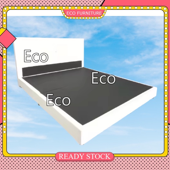Divan Katil Katil Kulit PVC Putih Katil Queen King Tambah Foam Tilam ...