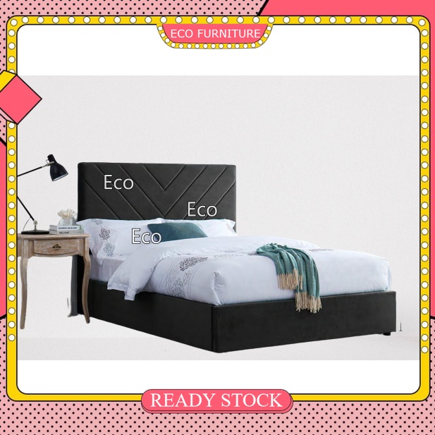 Katil Kain Hitam Divan Katil Single Super Single Queen King Tambah Foam ...