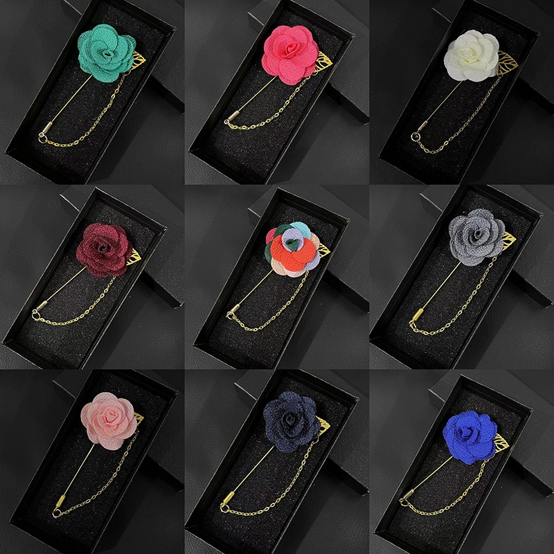 Rosette Chain Long Brooch Split Pin Buckle Coat Corsage Dress Men's Suit Accessories | Shopee ...