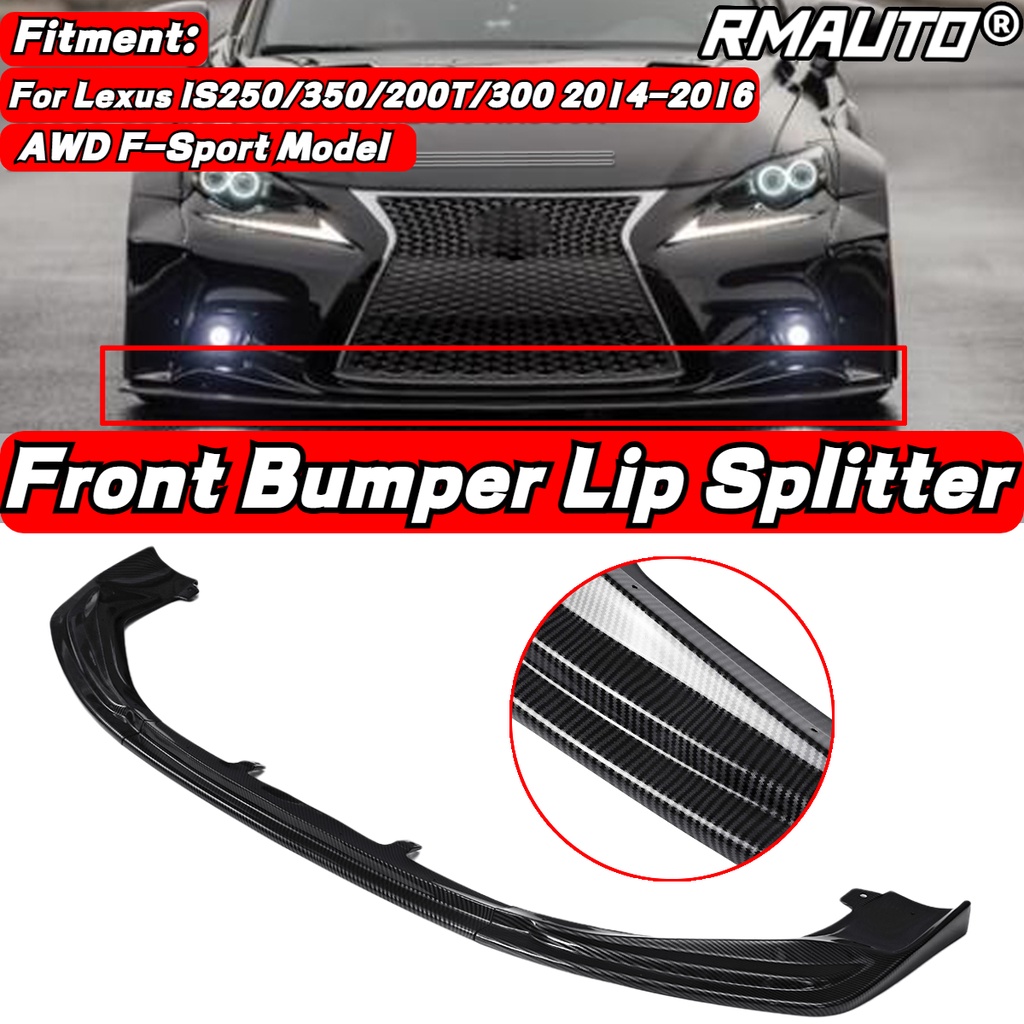 3Pcs Carbon Fiber Car Front Bumper Splitter Lip Bpdy Kit Diffuser ...