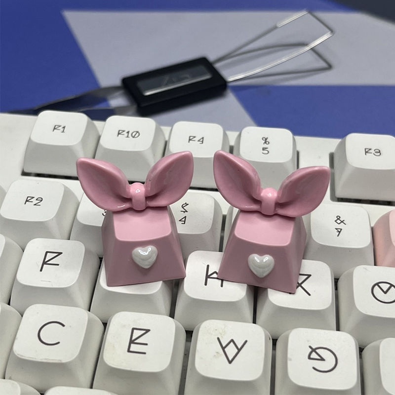 DIY Customized Bow Rabbit Ear Keycap for Cross Axis Game Pink ...