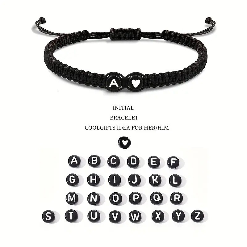 26 Letters Handmade Rope Bracelet A-Z Adjustable Bracelet Birthday ...