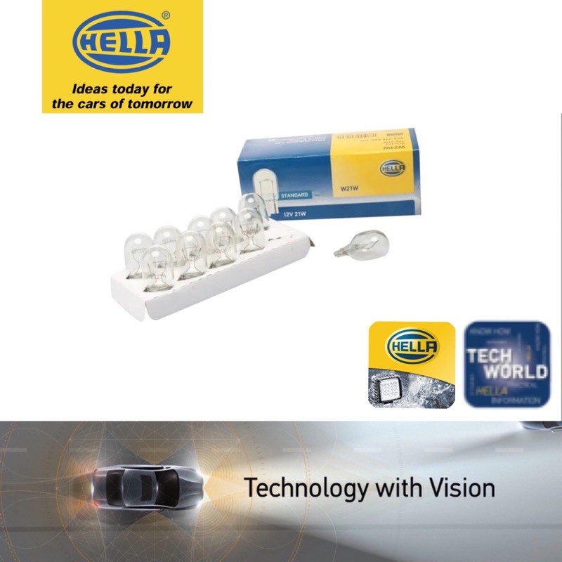 HELLA Standard W21W T20 12V 21W W3 X 16D halogen indicator light bulb 8GA 178 560 141 | Shopee ...