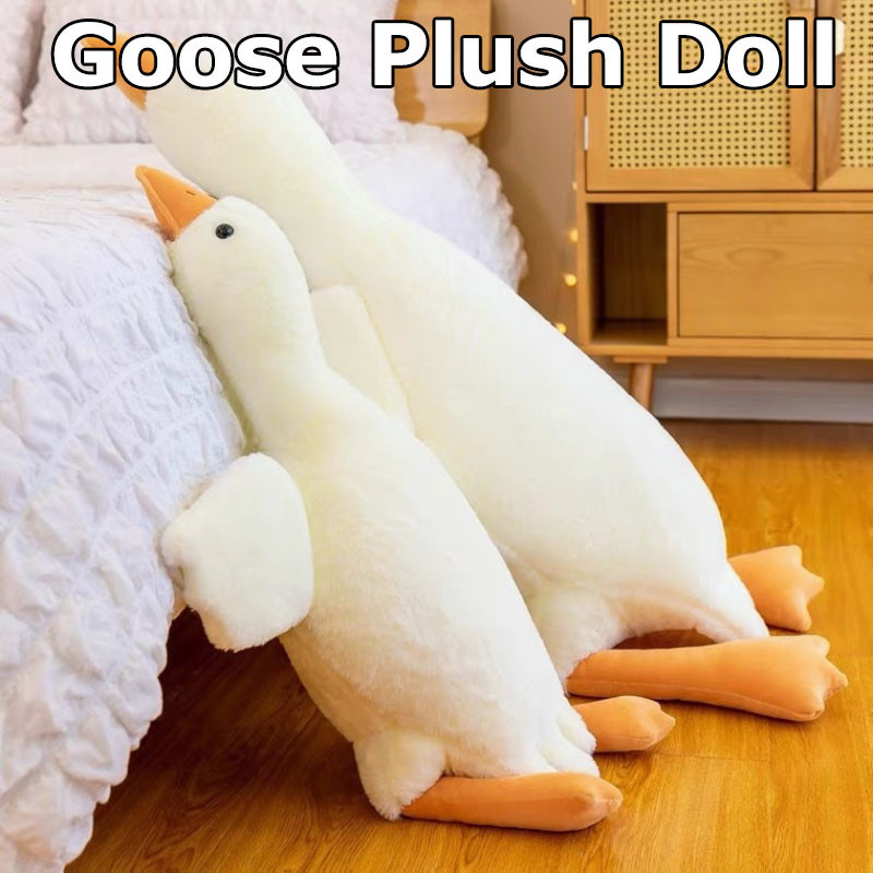 Soft Goose Stuffed Toy Big White Duck Plushie Funny Soft Long Pillow ...