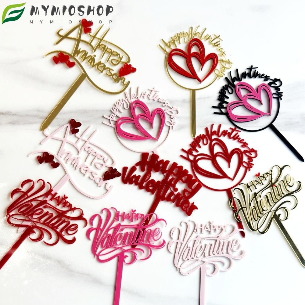 MIOSHOP 5pcs Dessert Cupcake Topper, Ins Love Heart Valentine Cake ...