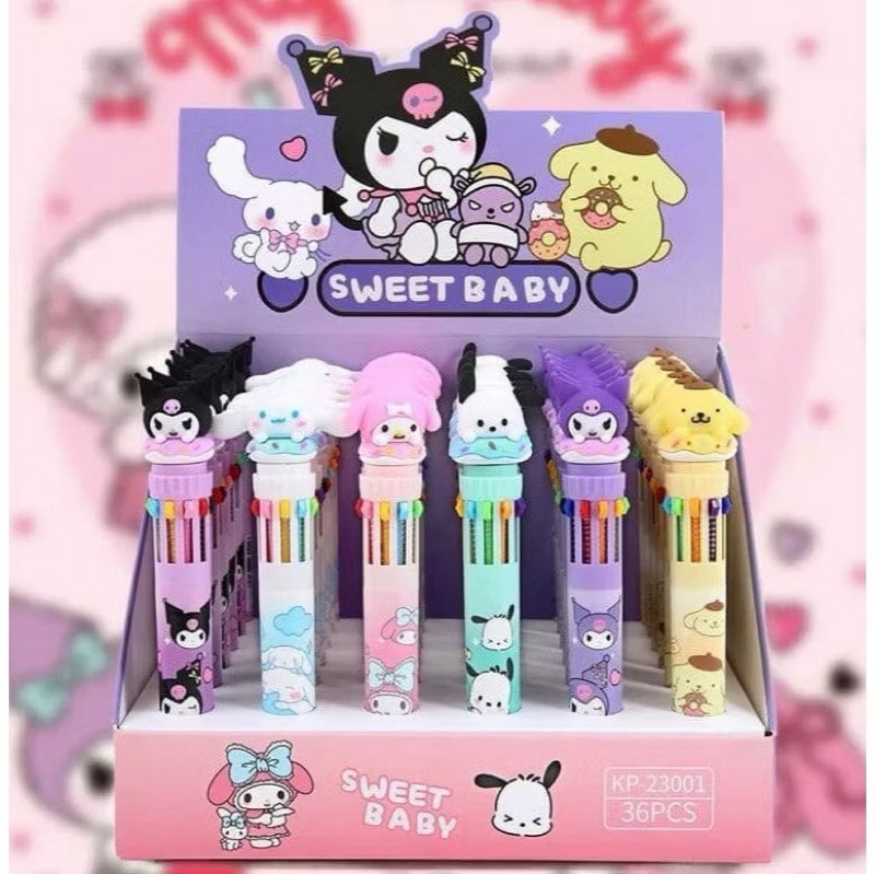 Pulpen Mechanical Pen 10 Colors Cute Pen 3D DOLL Sanrio Edition ...