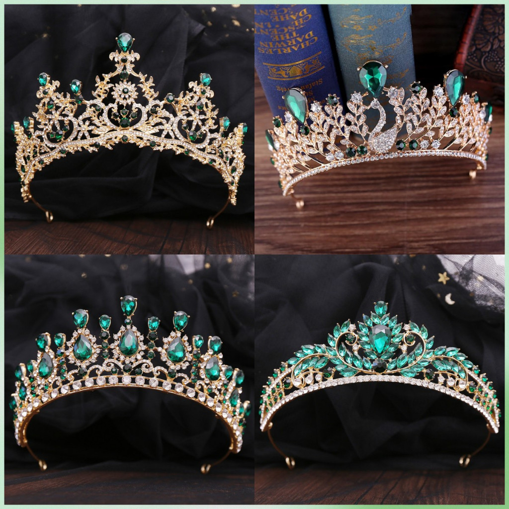 6 colors Swan Tiara Design Pearl Crown Wedding Party Crystal Bride Hair ...