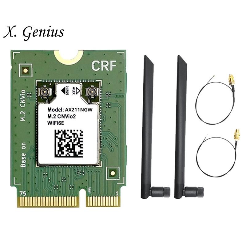 AX211NGW WiFi 6E Card+2X8dBi Antenna 2.4G&5G&6G M.2 CNVio Bluetooth 5.3 ...