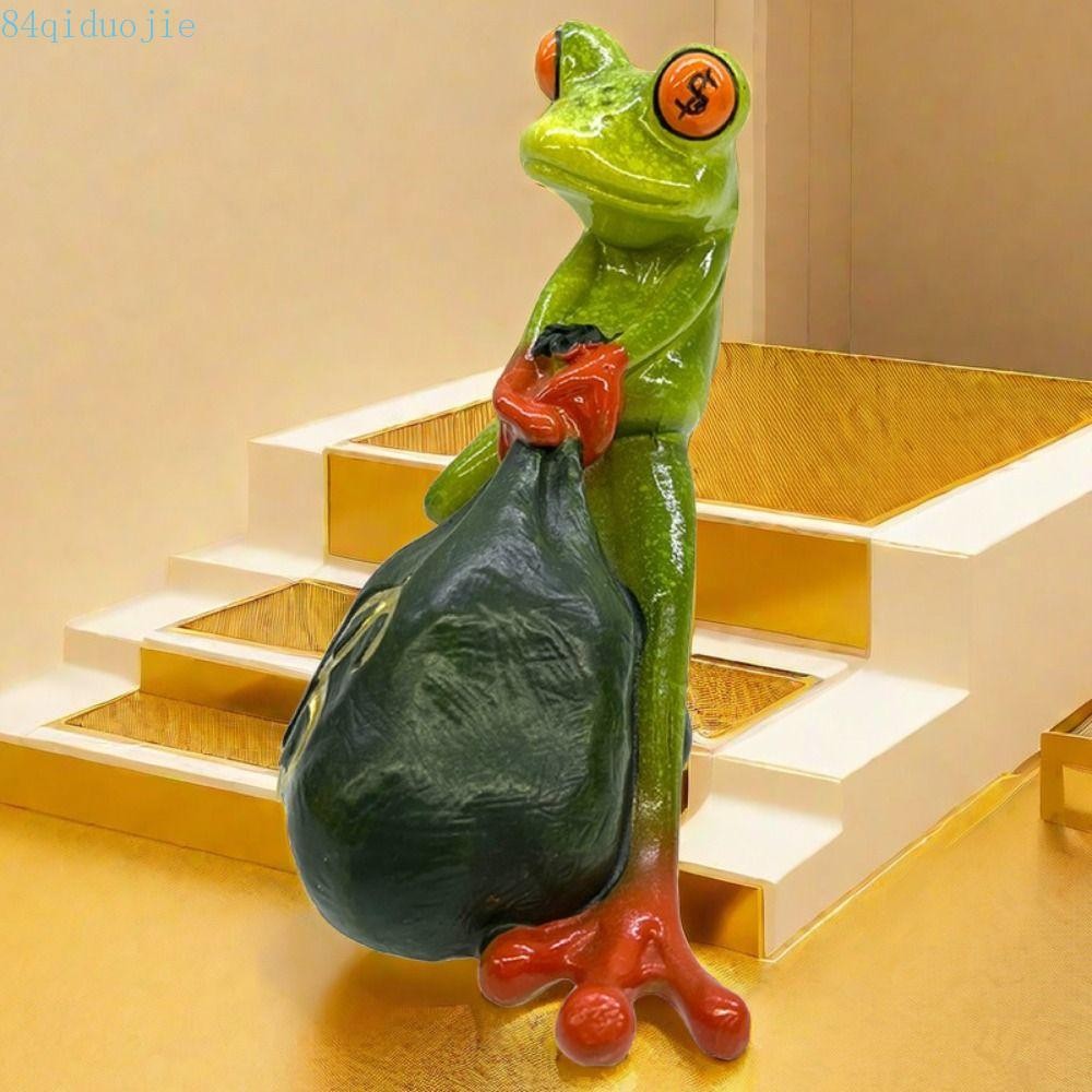 QIDUOJIE Frog Money Bag Ornament, Green Handicraft Money Bag Frog ...