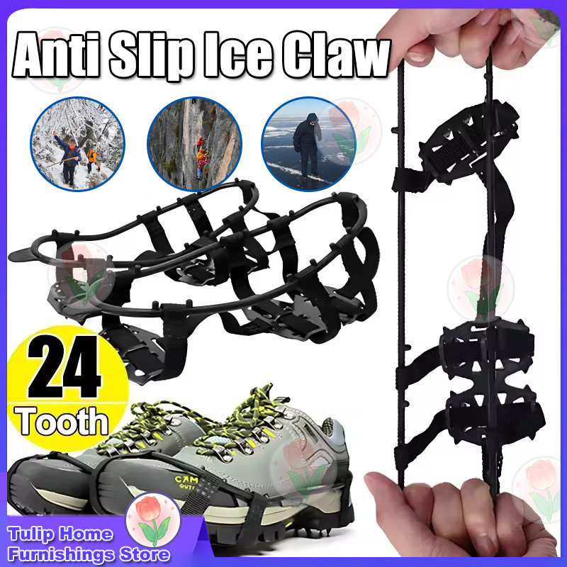 24 Teeth Ice Gripper Anti-slip Shoes Crampons Outdoor Climbing Snow ...