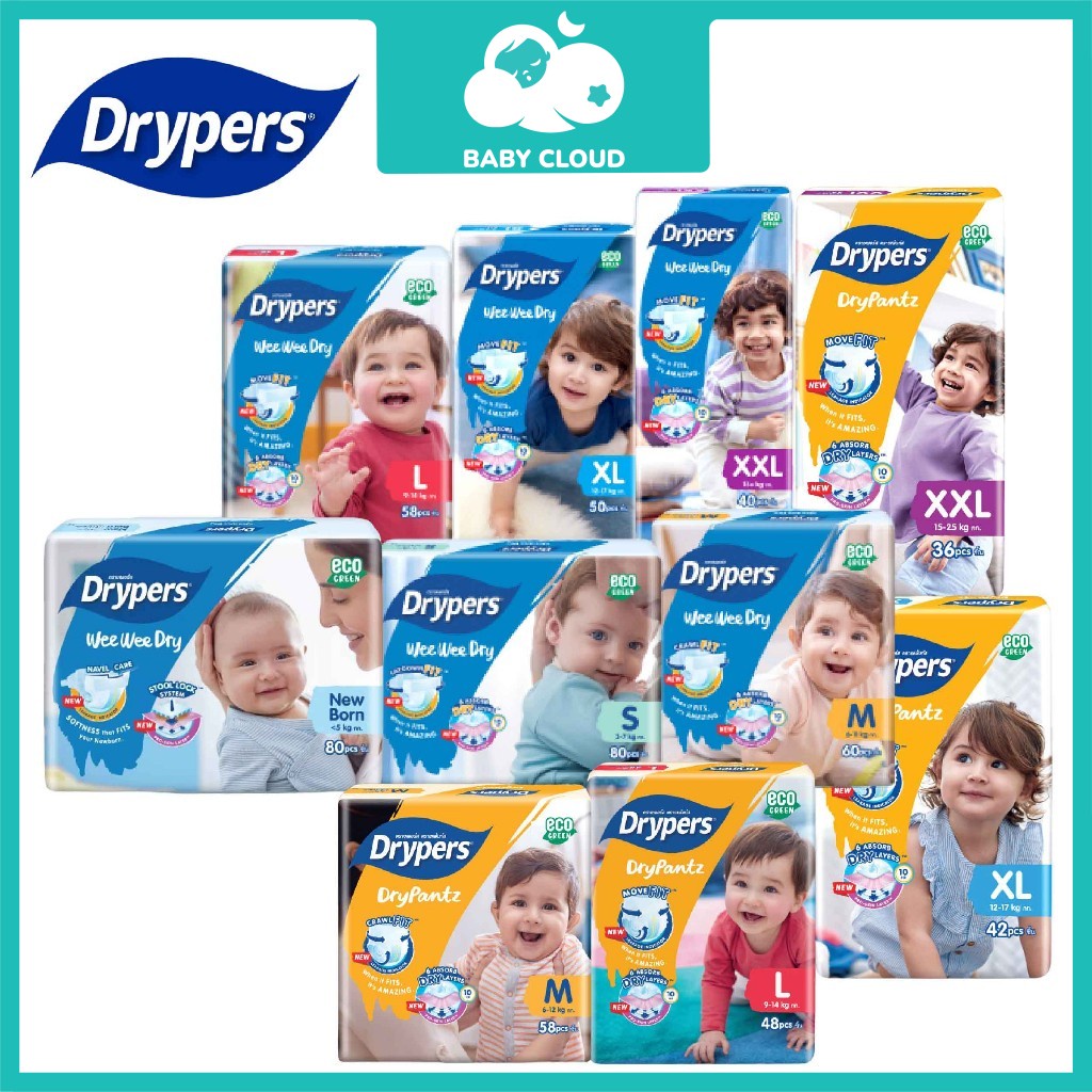 Drypers Wee Wee Dry | Drypantz Pant Diapers Mega Pack- All Size ...