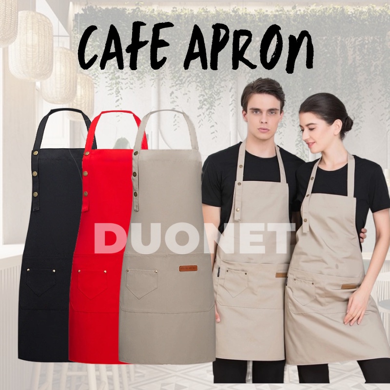 DUONET Apron Kitchen Water Proof Black Appron Barista Cafe Aproon Epren ...