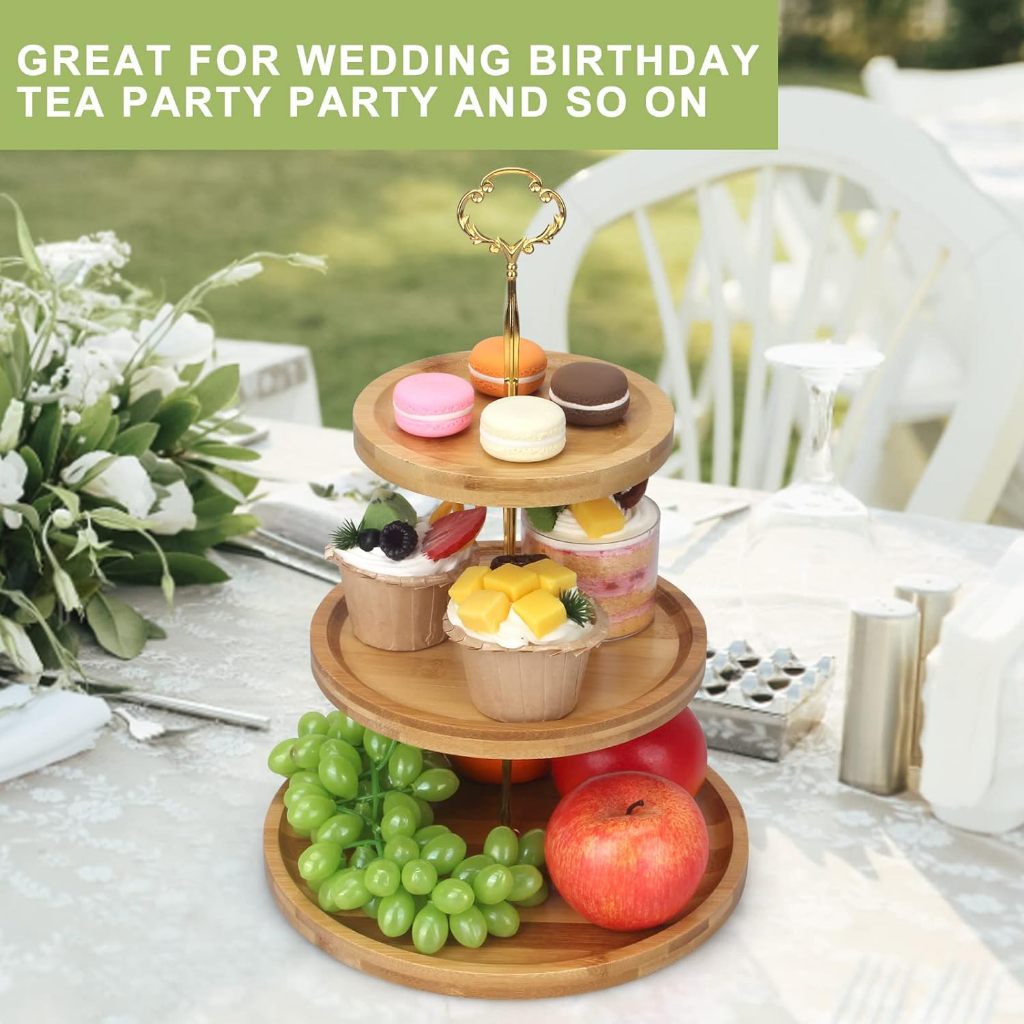 Solid Wood Cake Stand Round Pedestal Dessert Holder Display Rack ...