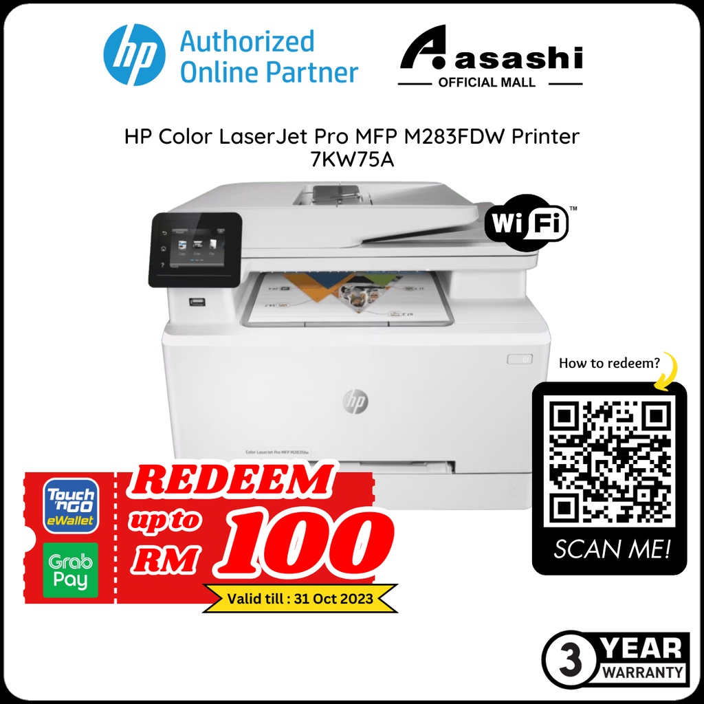 HP Color LaserJet Pro MFP M283FDW Printer Print,Scan,Copy,Fax, Duplex ...