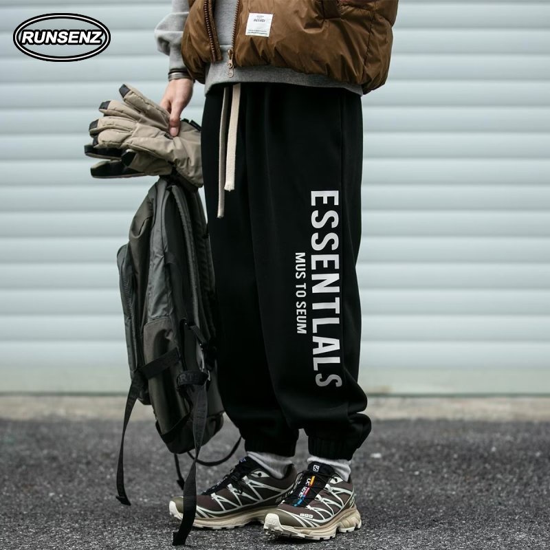 M-8XL Fashion Letter Sweatpants Men Loose Fit Causal Jogger Pants Black ...