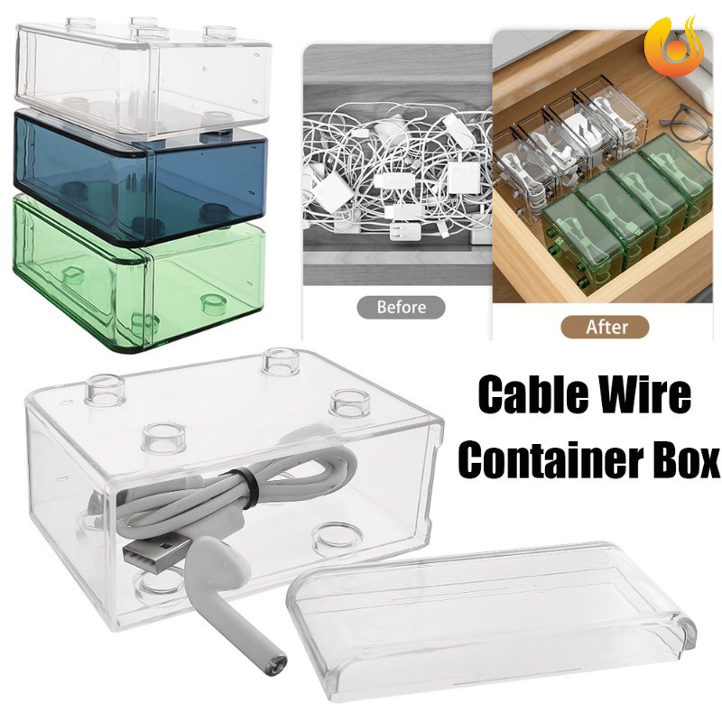 Transparent Cable Storage Box with Lid/Data Line Storages Container ...