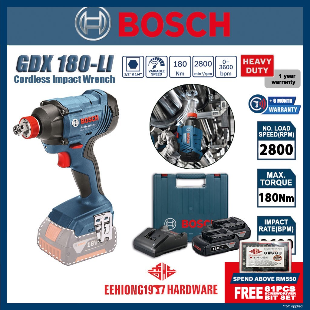 Bosch Gdx 180 Li Professional Dual Bit Holder Cordless Impact Driver