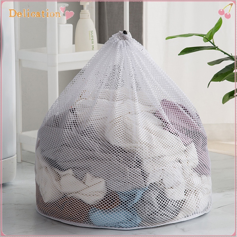 Delication Large Drawstring Mesh Laundry Basket Washing Bags Organizer ...