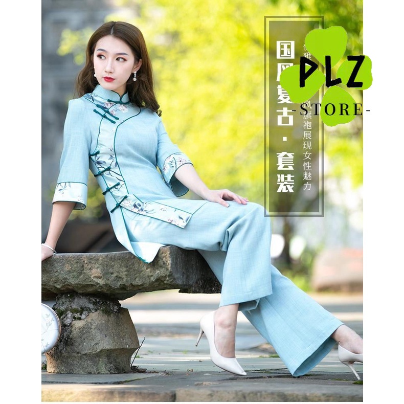 CNY cny 2024 Hanfu Costume Sky Blue Long Hanfu Top one set women Plus ...