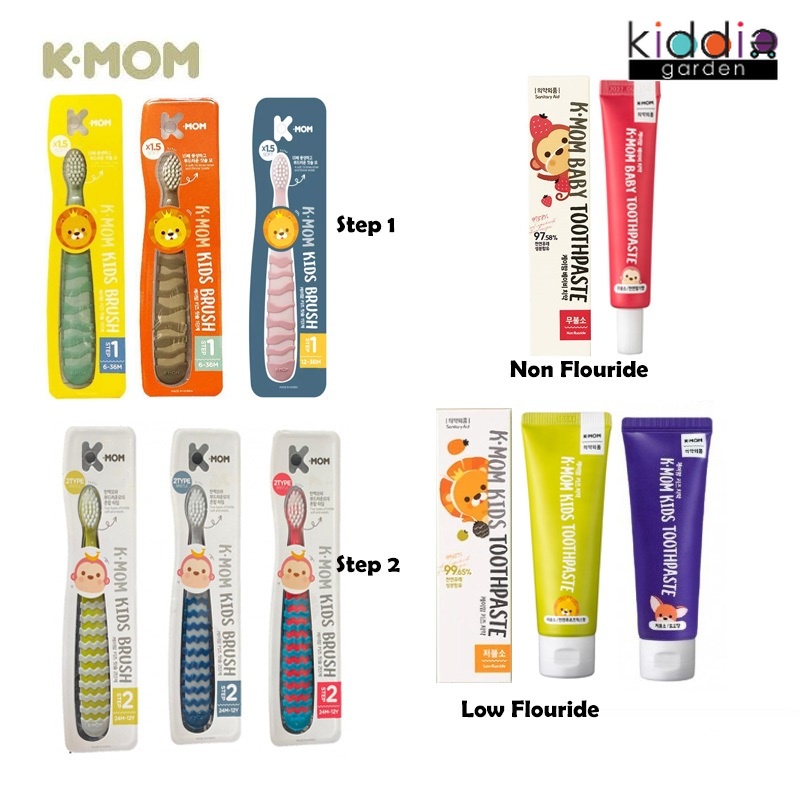 K-MOM Toothbrush (Step 1/Step 2) /Toothpaste Low Flouride /Toothpaste ...