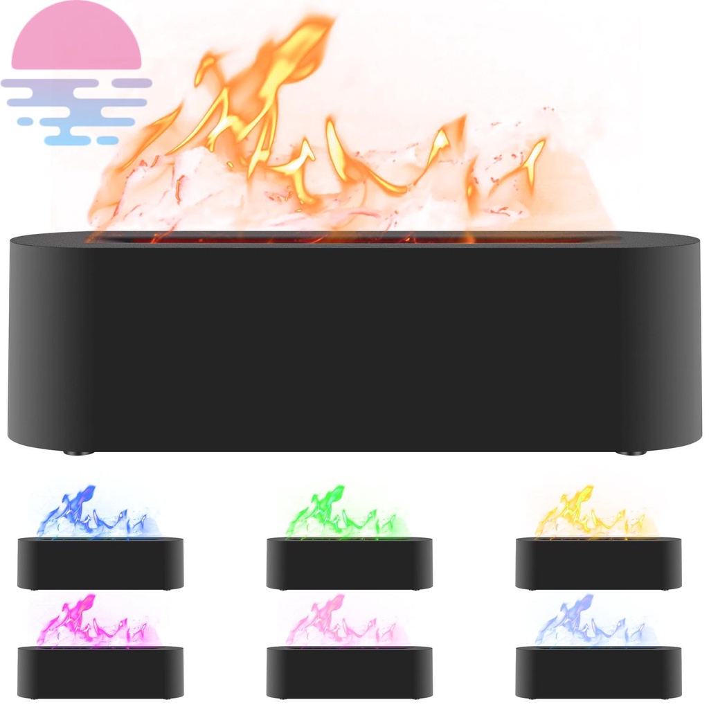 Flame Essential Oil Diffuser with 7 Colour Lights Silent Flame Effect ...