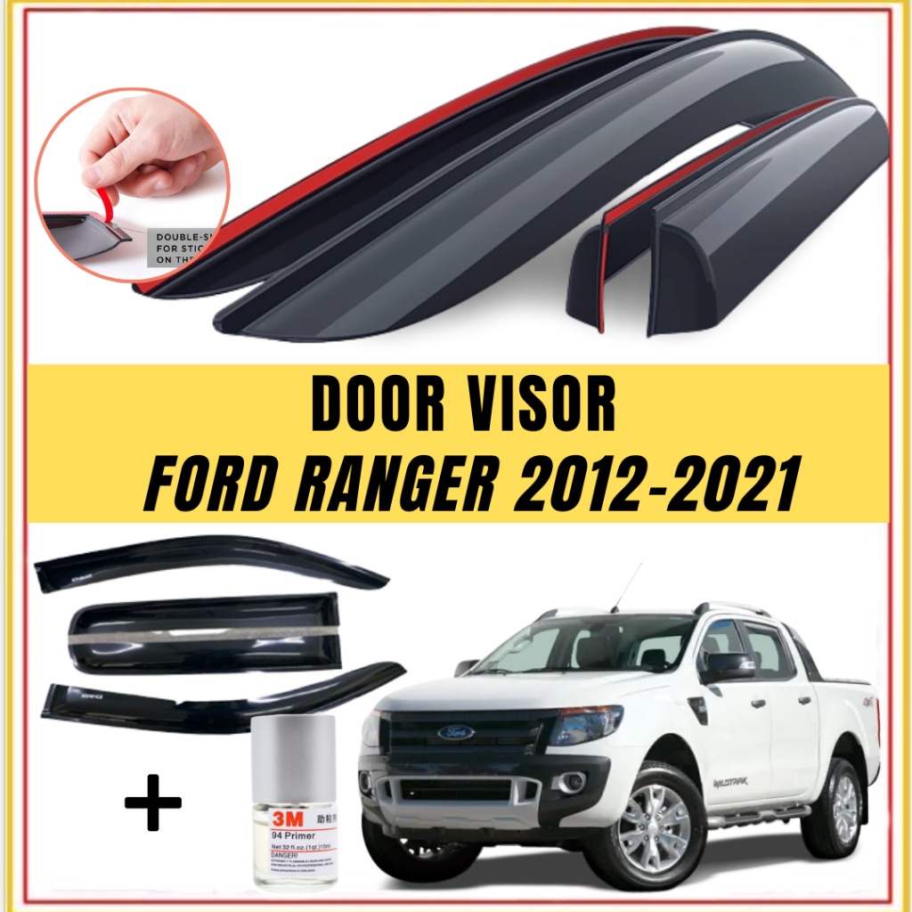 JYK Ford Ranger T6/T7 2012-2021 Door Visor Wind Deflector Air Press ...