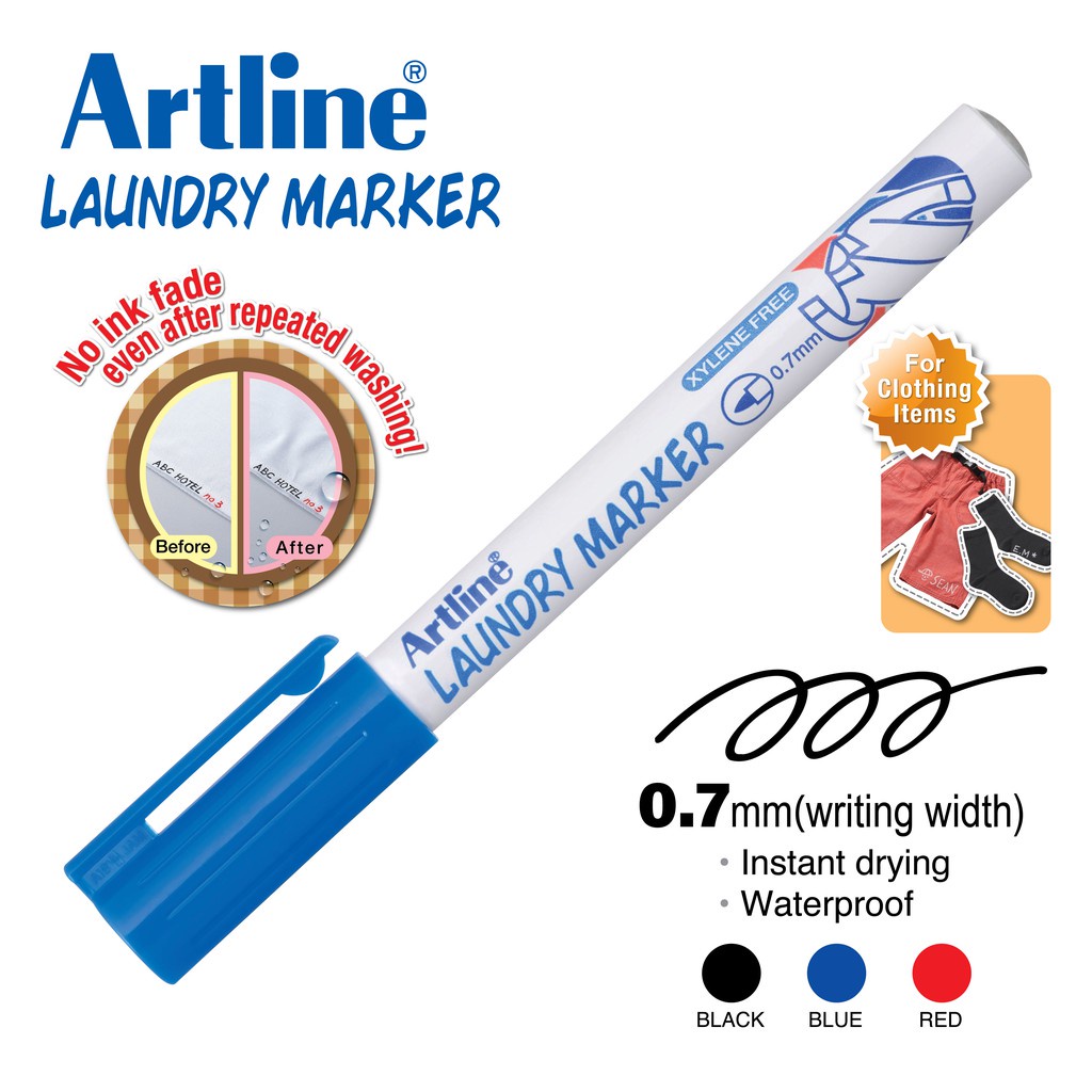 Artline 750 Laundry Marker Pen (Light Coloured Fabrics) EK-750 Penanda ...