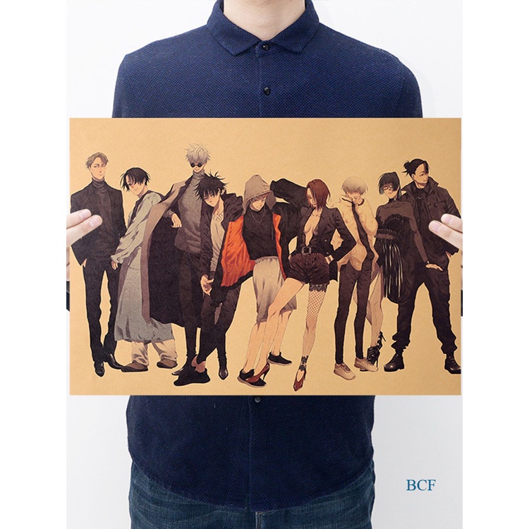 BCF Kraft Paper Poster Jujutsu Kaisen Satoru Gojo Yuji Megumi Fushiguro ...