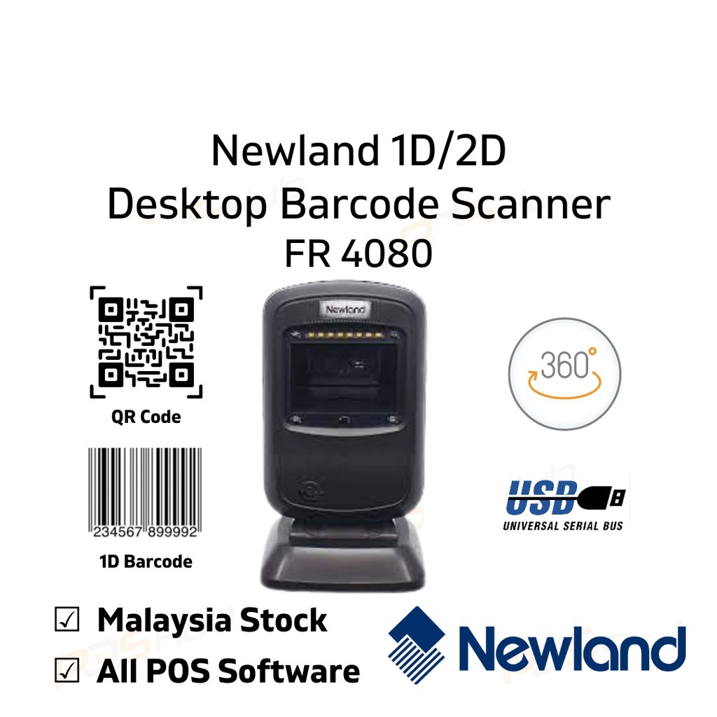 Newland FR-4080 1D/2D Desktop Barcode Scanner Ewallet Scanner QR ...
