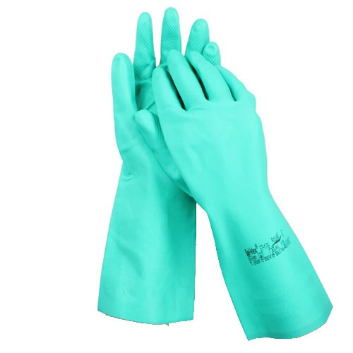 Chemical Glove Green Heavy Duty Nitrile Acid Resistance Ansell Alphatec Solvex 37-176 Garden ...