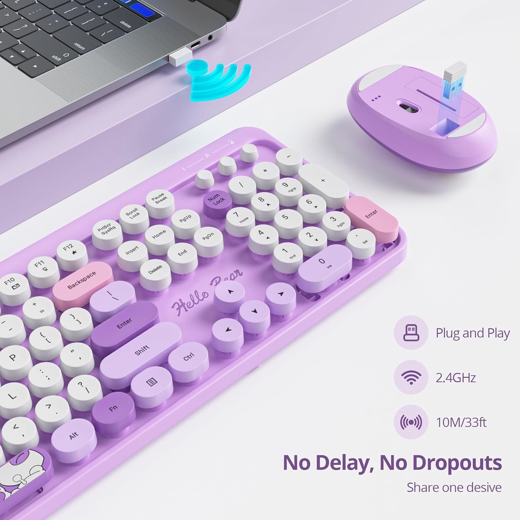 Jomaa&Mofii 2.4G Wireless Keyboard Mouse Combo Set Cute Bear 2.4G ...