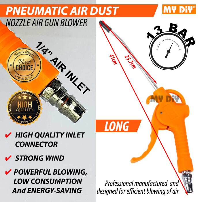 MYDIYHOMEDEPOT - Pneumatic 1/4 inch Air Blower Gun with Long Nozzle Air ...