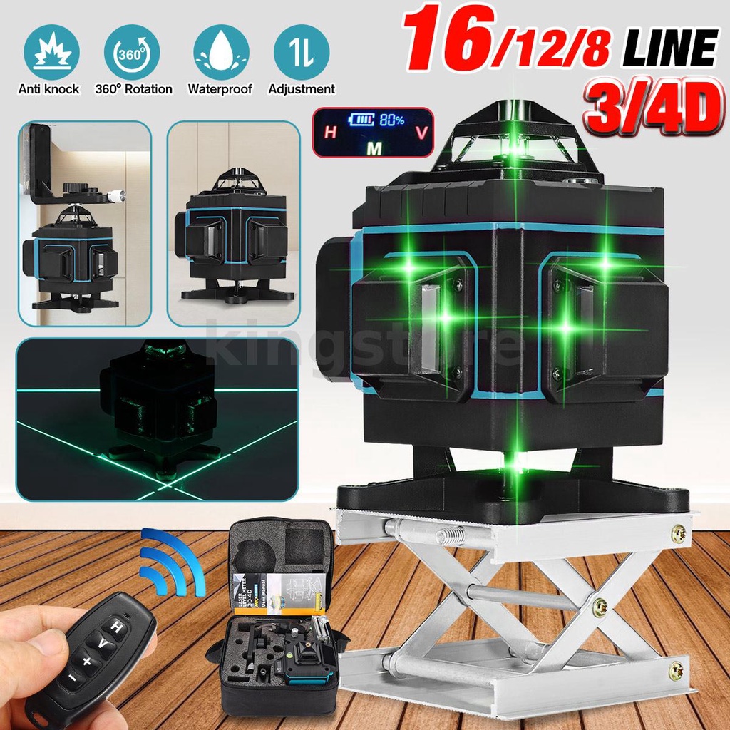 8/12/16 Line 360° Horizontal Vertical Cross 4D Green Light Laser Level Self-Leveling Measure ...