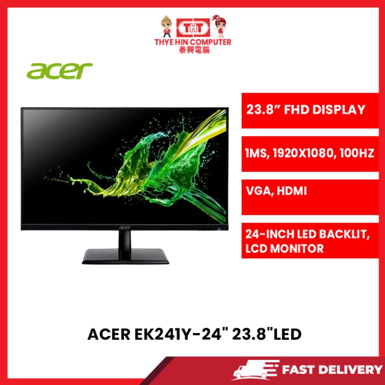 ACER-EK241Y-24" 23.8"LED 250VGA, 1920*1080 FHD 75GHZ MONITOR | Shopee ...