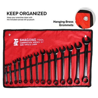 14PCS Black CRV Combination Spanner Set Spanar Tool Set Combination ...