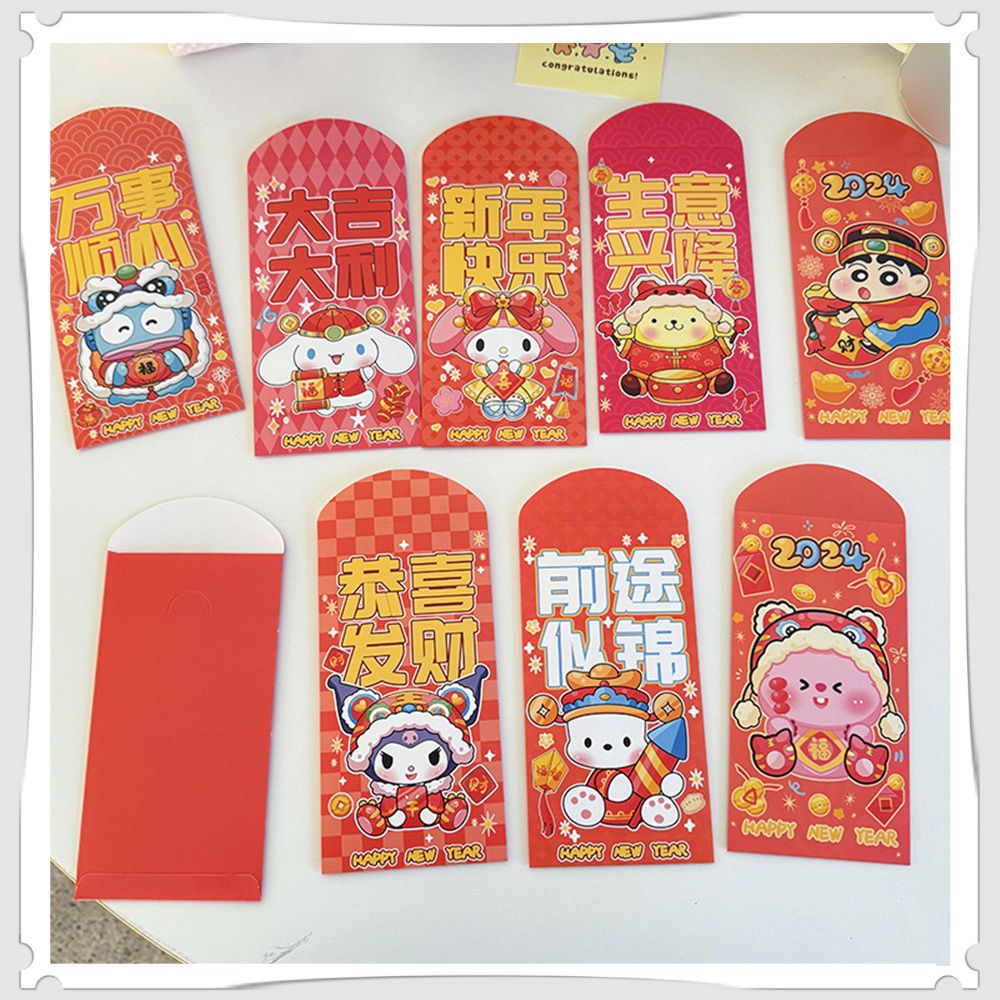 6pcs Sanrio Red Envelope Cartoon Cinnamoroll Kuromi My Melody Cute ...