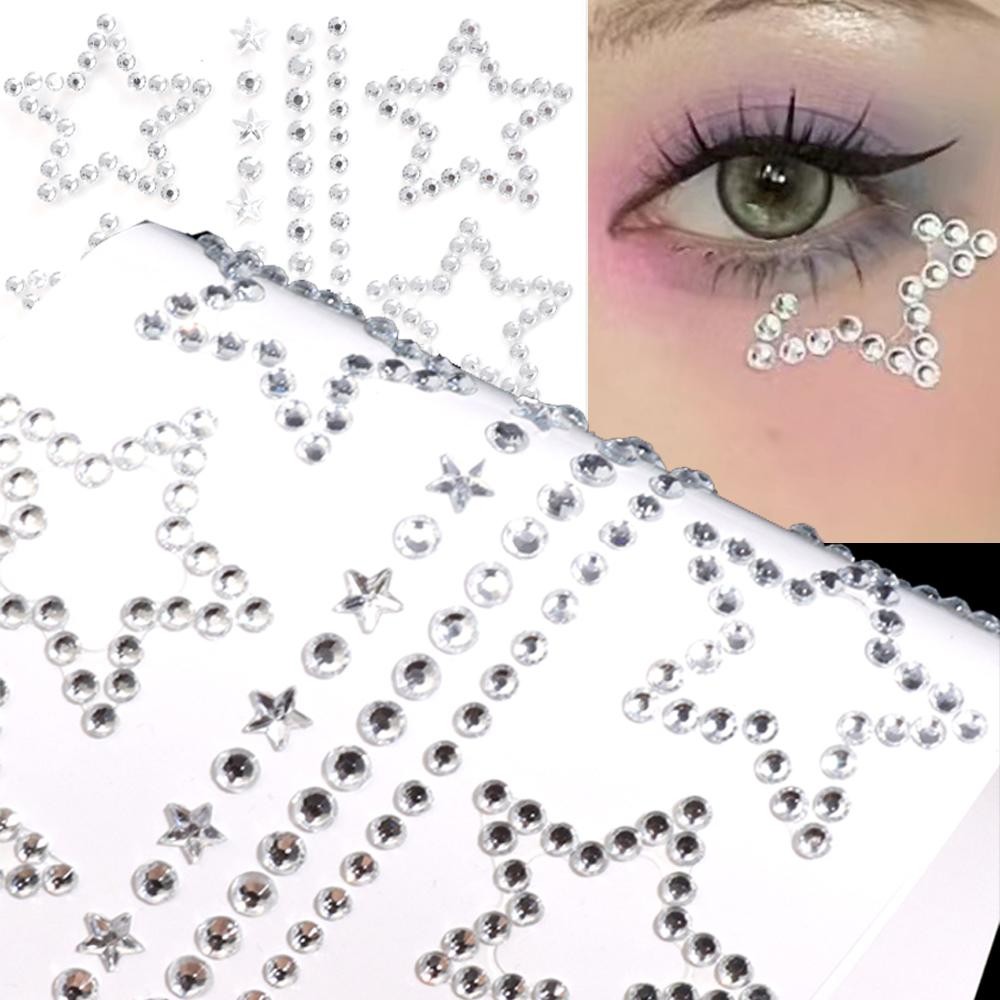 3D Stage Sparkling Acrylic Party Face Sticker Disposable Facial ...