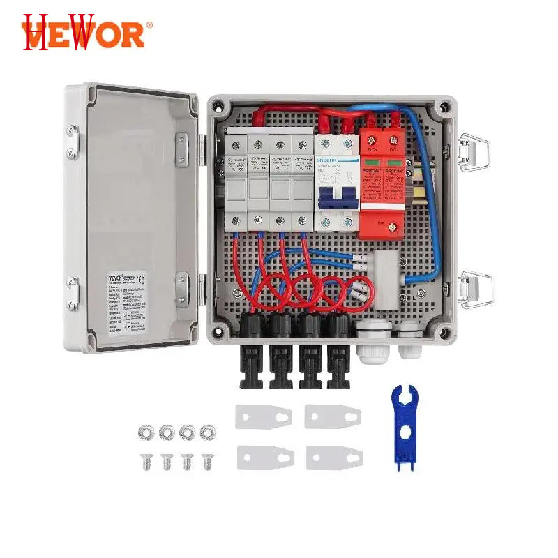 VEVOR PV Combiner Box 4 String / 6 String Solar Combiner Box 10A / 15A ...