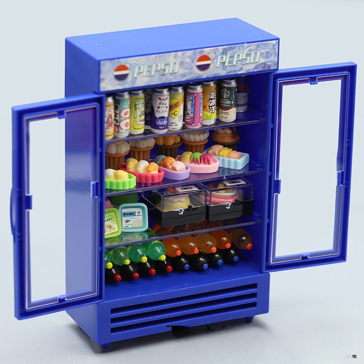Children Mini Simulation Refrigerator Cola Freezer Miniature Beverages ...