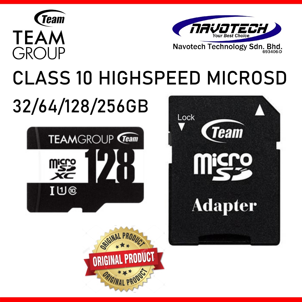 TEAMGROUP MICROSD 32GB 64GB 128GB 256GB Micro SD Card U1 Class 10 ...