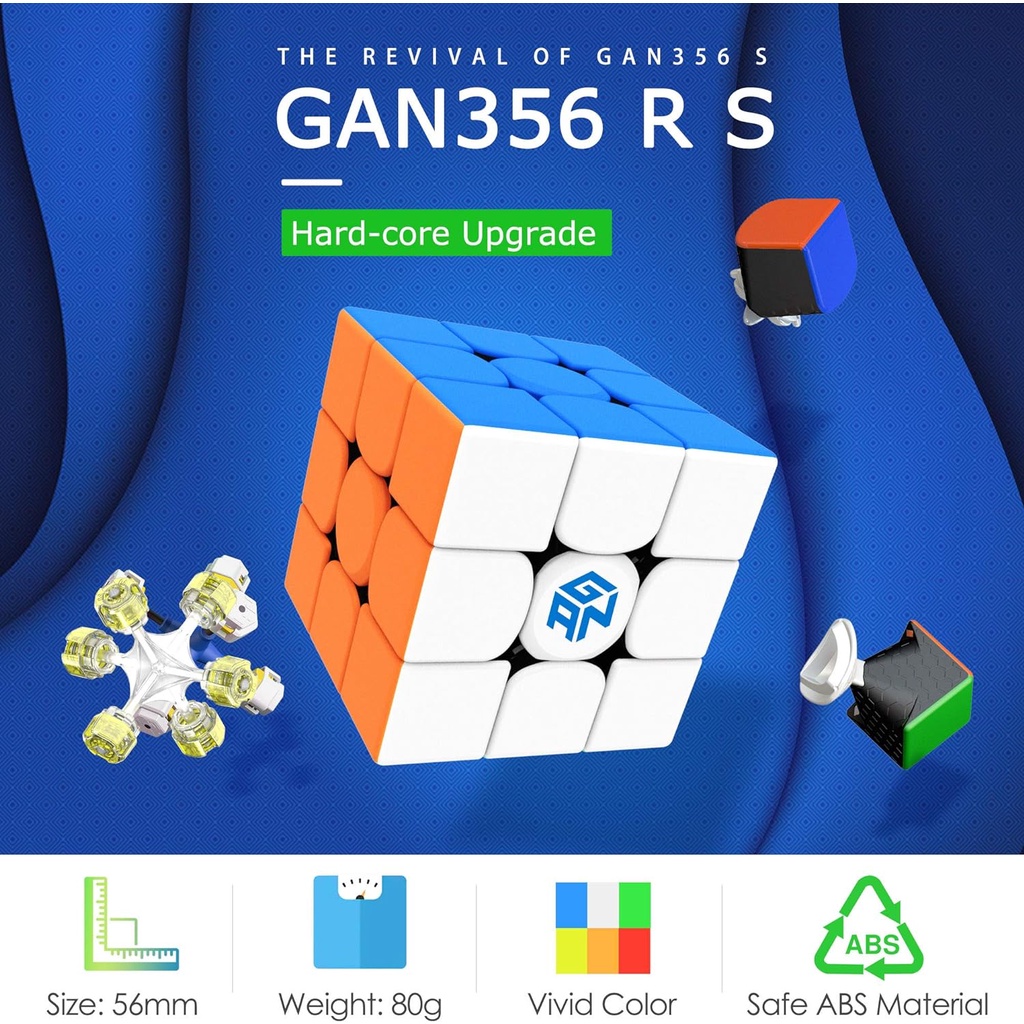 GAN 356 R S 3x3x3 Speed Cube, GAN Cube 3x3 Magic Cube, Stickerless ...