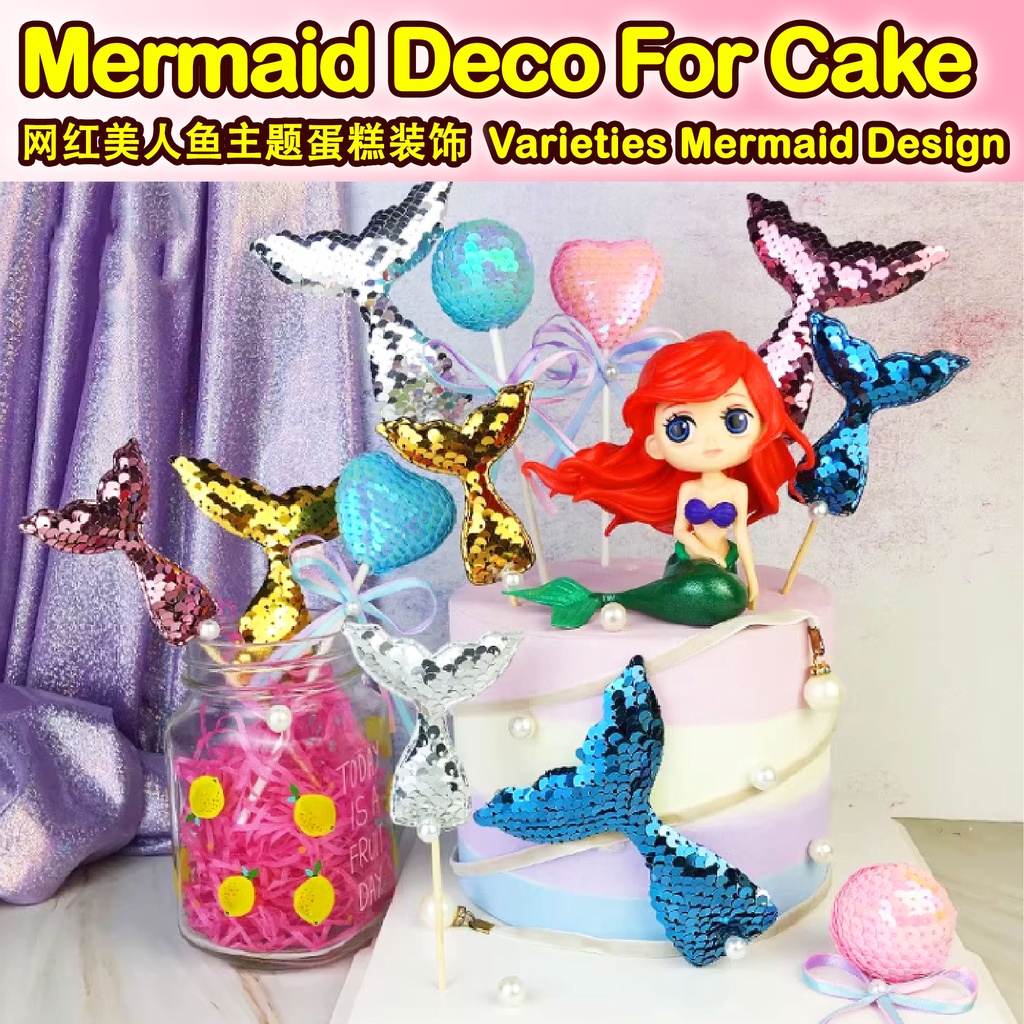 Mermaid Tail Mermaid Theme Cake Decoration Kek Hiasan Cake Deco Bola ...