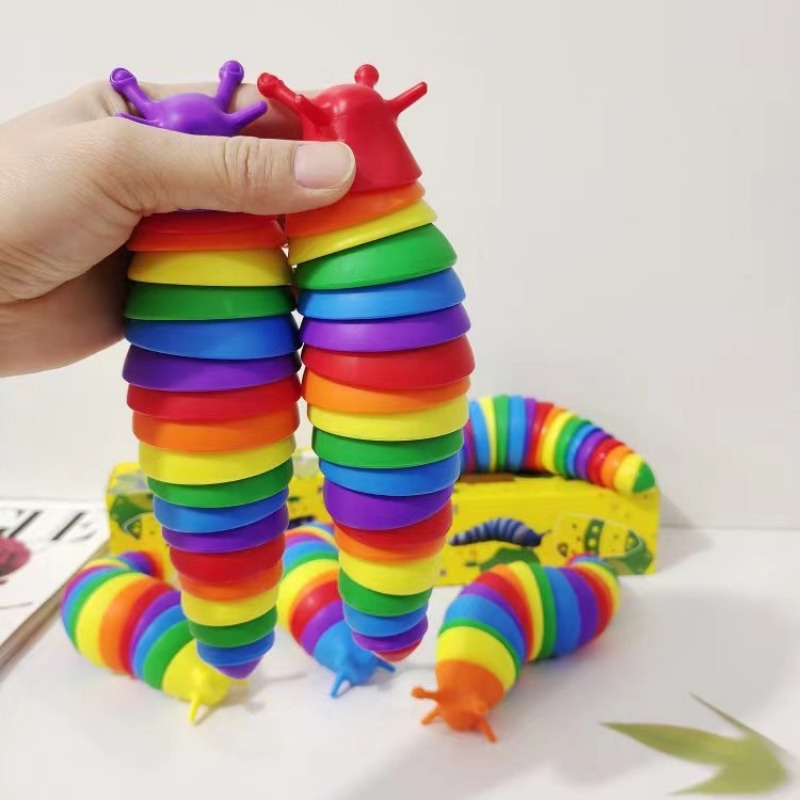 3D Colorful Slug Snail Toy Articulated Flexible Caterpillar Shape Toy ...