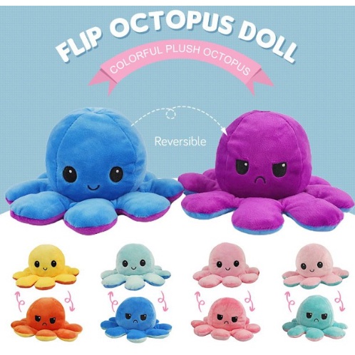[Ready Stock] Angry/Happy Flip Octopus doll Reversible Bipolar Plush ...