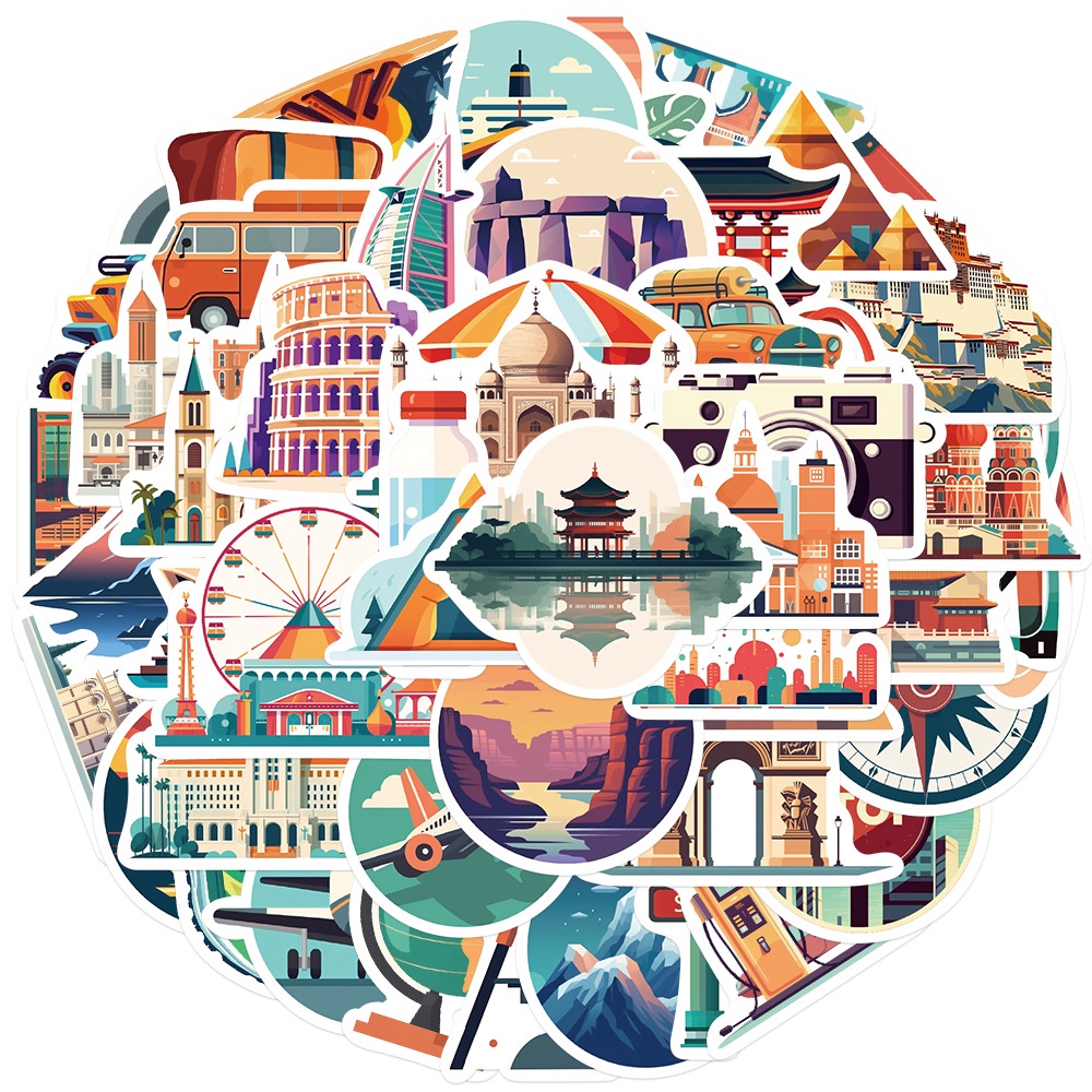 65PCS Cartoon World Classic City Waterproof Graffiti Stickers For ...