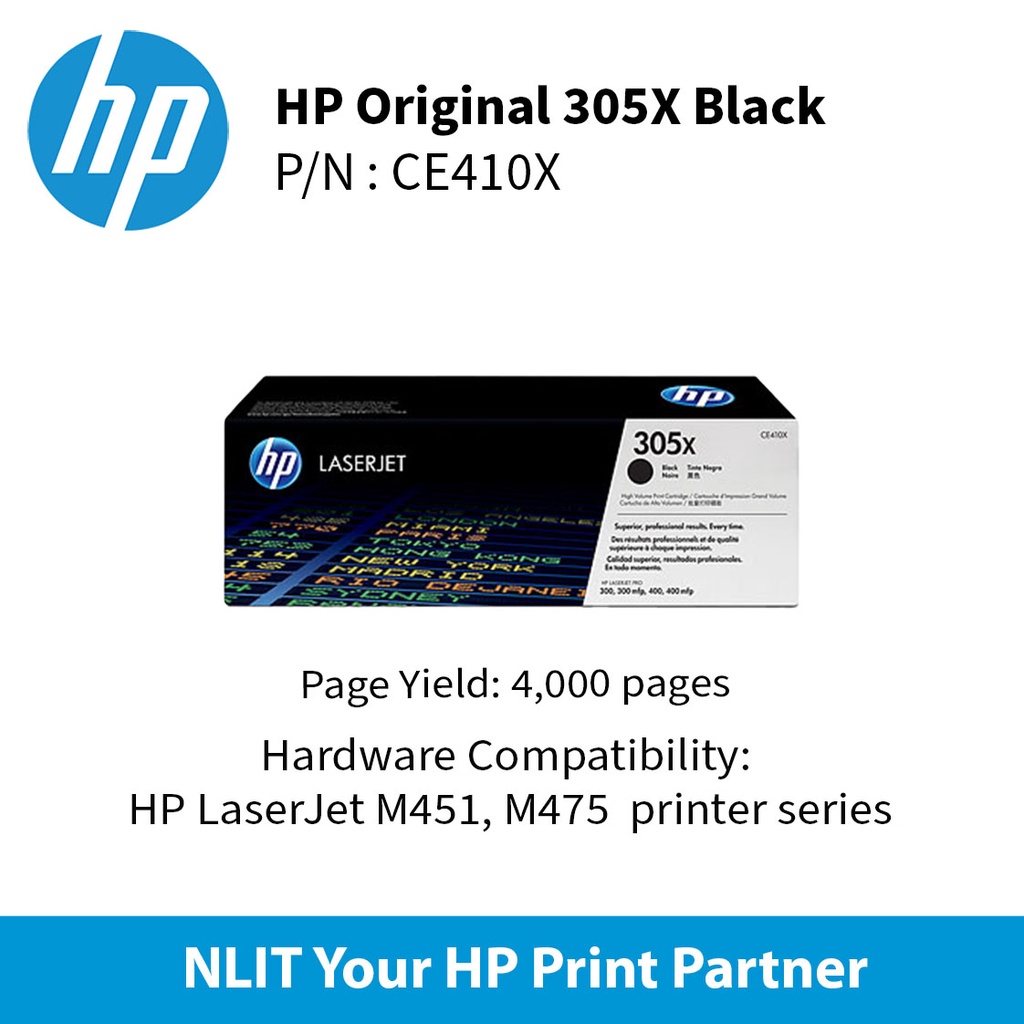HP Original Toner : HP 305X Black : 4000pgs : CE410X : 2 Yrs Warranty ...